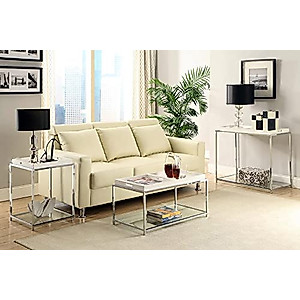 Convenience Concepts Palm Beach Coffee Table with Shelf and Removable Trays, White