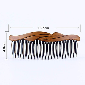 8Pcs Plastic Wood Grain Hollow Hair Side Combs Retro Hair Comb Pin Clips Headdress with Teeth for Lady Women Girls Hair Styling Accessories[comb size (L*W): 13.5x4.8cm/5.3x1.78inch ]