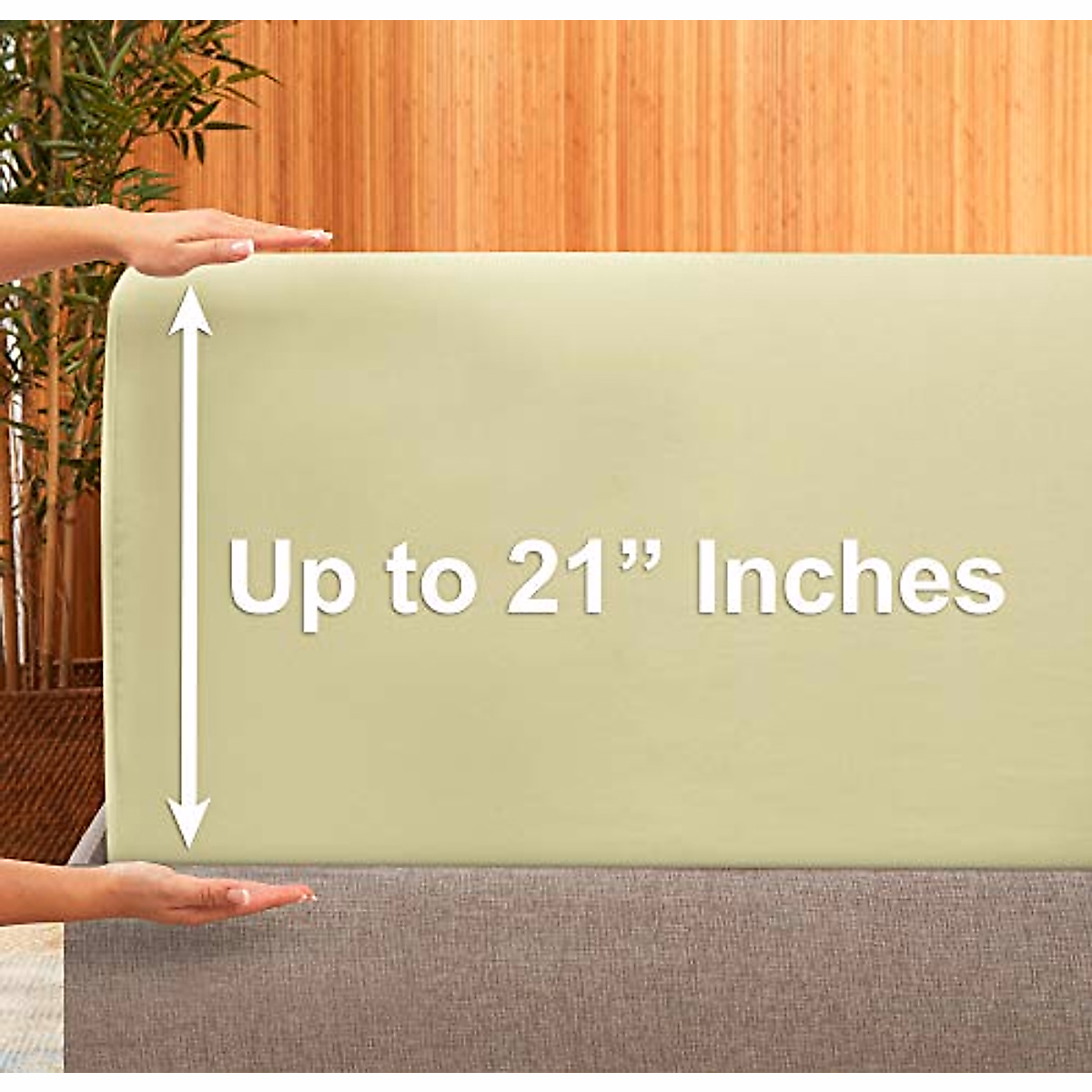 Empyrean Bedding 21” Extra Deep Pocket Fitted Sheet - Smart Blend of Luxury Soft Cool Bamboo and Microfiber - Ultra Soft and Silky - Machine Washable - 1 Piece Cal King Size - Sage Olive Green