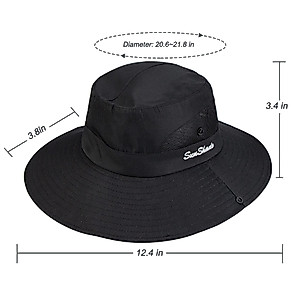 Women's Outdoor UV-Protection-Foldable Sun-Hats Mesh Wide-Brim Beach Fishing Hat with Ponytail-Hole (Black)