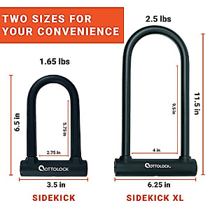 OTTOLOCK Sidekick Compact U-Lock | Lightweight Silicone-Coated Bike Lock (Black)