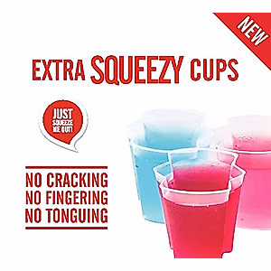 50 EZ-Squeeze Jello Shot Cups With Lids - 2 oz Max Capacity-New and Improved Design 2019 - Jello Shot Cups With Lids Stack-able - Easy To Squeeze -Fun For All Occasions