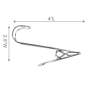 HOME-X Travel Hanging Clothes Pins, Clothes Clips Hooks, Portable Hangers for Clothes, Boot Hooks, Heavy Duty Metal Clips, 5 Pack, 4" L x 2 ½” W x 1" H