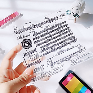 Musical Note Score Staff Clear Stamps Transparent Silicone Stamp Album Cards Rubber Stamp for Card Making Decoration and DIY Scrapbooking