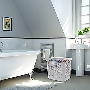 Easymanie 4 Pack 35 L Plastic Laundry Basket Clothes Hamper with Handle, Gray, F