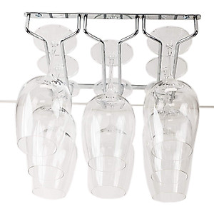 HUJI Durable Under Cabinet Stemware Rack Storage Organization (1 Pack, Chrome)