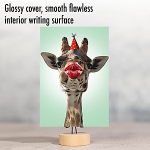 The Best Card Company - 1 Happy Birthday Greeting Card - Adorable Animals, Cute Bday Notecard with Envelope - Wild Kisses Giraffe C9280ABDG