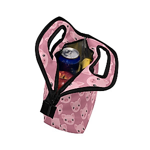Cartoon Pink Pig Lunch Bag Insulated Cooler Lunch Box, Cute Animal Reusable Tote Outdoor Travel Picnic Bags For Snacks Organizer for Women Kids Students School Office Work