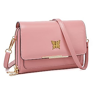 Sanxiner Small Crossbody Bag for Women,Cute Crossbody Purses for Women Phone Purse Wallet with Credit Card Slots (1-Pink)