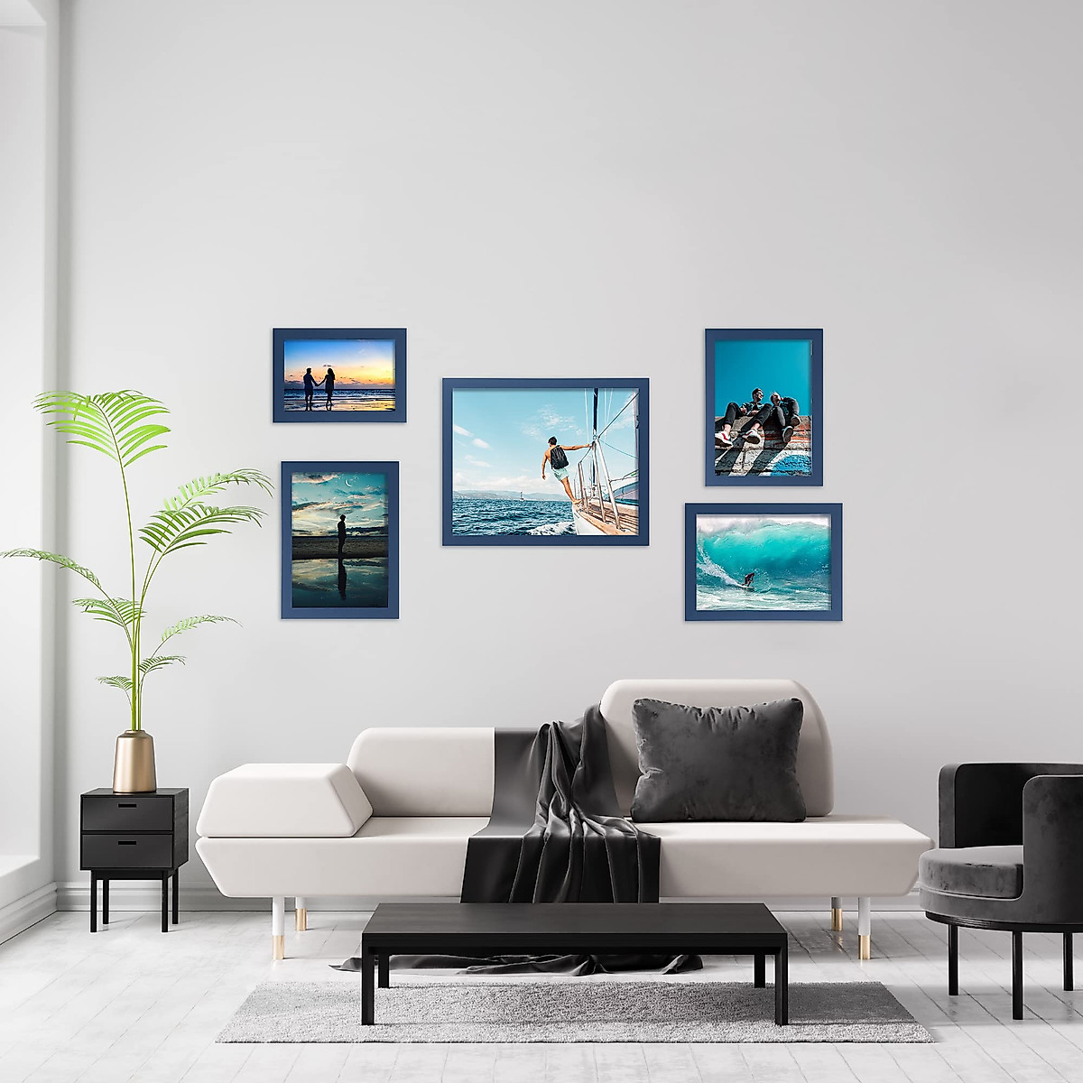 ELSKER&HOME 4x6 Picture Frame - Navy Blue Sturdy Wood Composite Photo Frame - Semi-tempered Glass - Includes Hanging Hardware and Desktop Easel (6 Pack)