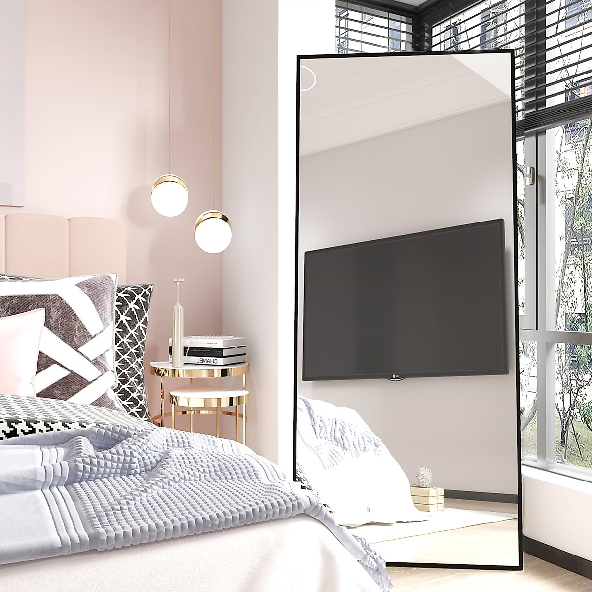 NEUWEABY Full Length Mirror 65"x24" Floor Mirror Large Black Mirror Body Rectangle Mirror for Bedroom Living Room Standing Hanging or Leaning Against Wall Aluminum Alloy Frame