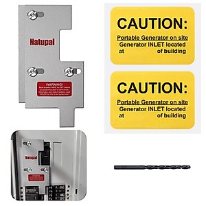 Natupal Generator Interlock Kit compatible with GE General Electeric breaker panels with single vertical throw main, 2 1/2 inch Spacing between main and branch breaker