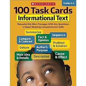 100 Task Cards: Informational Text: Reproducible Mini-Passages With Key Questions to Boost Reading Comprehension Skills
