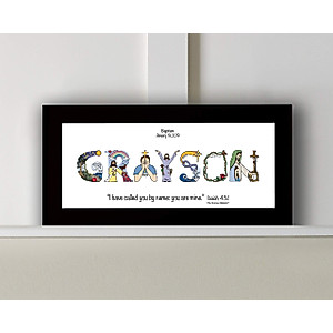 The Christian Alphabet Personalized Baptism gifts for boys 10x20 inches matted print optional frame custom baptism gift for baby boys