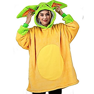 vavalad Cartoon Wearable Blanket Sweatshirt Sherpa Oversized Hoodie TV-Blanket with Sleeves and Pockets for Adults Men Women Teens One Size Fits All