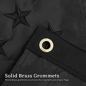 Jetlifee Black American Flags 3x5 Ft, Heavy Duty US Flags with Embroidered Star Sewn Stripes, Brass Grommets Black USA Flag, UV Protection for Outdoors All Black Flag