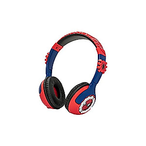 eKids Spiderman Kids Bluetooth Headphones, Wireless Headphones with Microphone Includes Aux Cord, Volume Reduced Kids Foldable Headphones for School, Home, or Travel