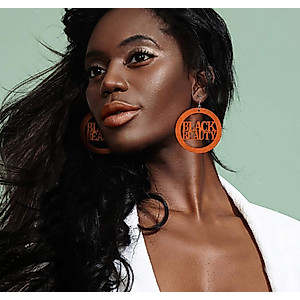 20 Pairs African Earrings for Women Wooden Black Lives Matter Earrings African Map Round Painted Wooden Earrings Statement Ethnic Dangle Earring