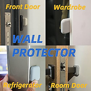 [4 Pack] [White&Gray] Door Stoppers Wall Protector Square 1.77 Inch Silicone Strong Adhesive Tape Shock Absorbent Wall Shield Door Slamming Silencer for Door Handle Furniture Protectors Rubber