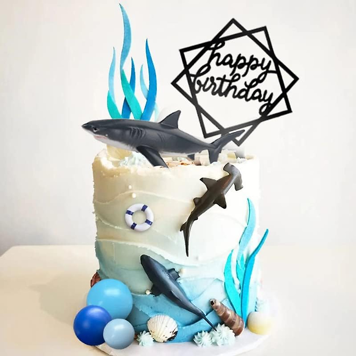 23 PCS Shark Cake Topper Shark Figurines Decoration Ball Cake Topper for Kids Baby Shower Ocean Theme Birthday Party (Blue)