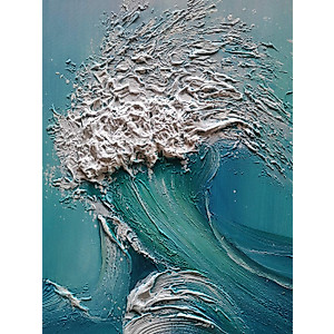 YaSheng Art - sea landscapes Abstract Oil Painting,Oil Painting on Canvas Texture Blue Ocean scenery Oil Painting Hand-Painted Abstract Artwork Pictures Canvas Wall Art Paintings 24x48inch