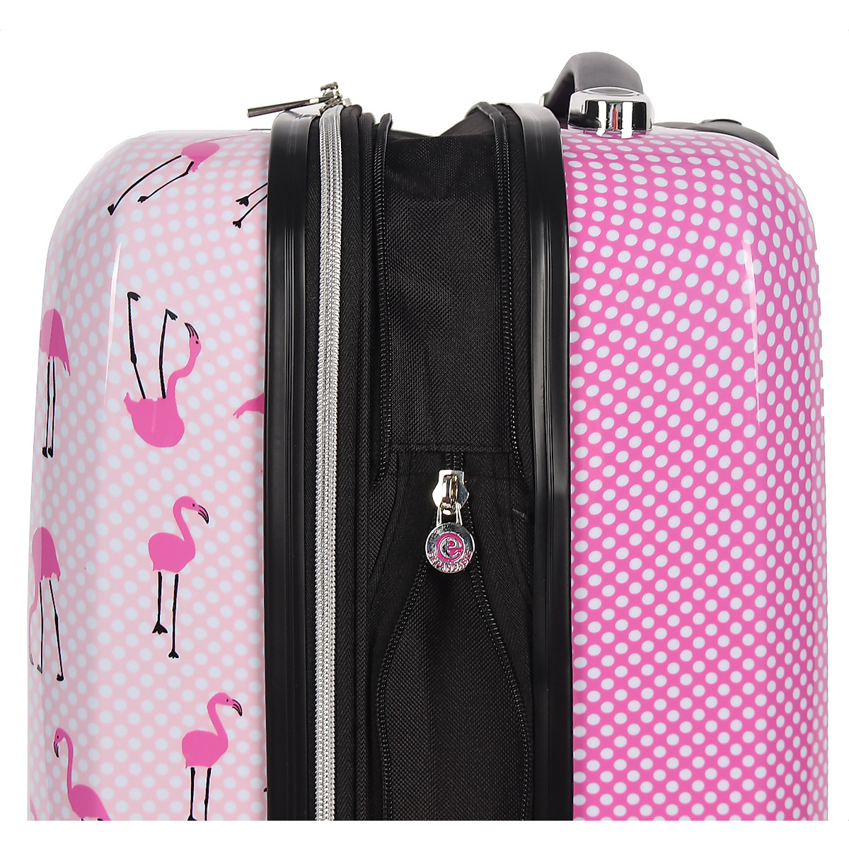 Betsey Johnson 26 Inch Checked Luggage Collection - Expandable Scratch Resistant (ABS + PC) Hardside Suitcase - Designer Lightweight Bag with 8-Rolling Spinner Wheels (Flamingo Strut)