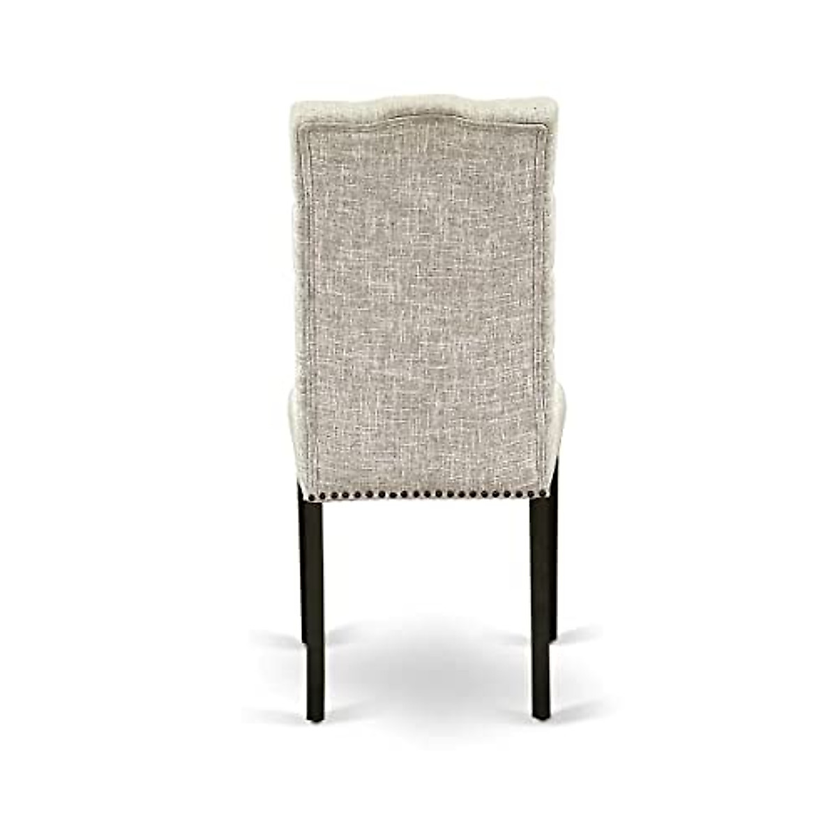 East West Furniture HBEL5-ABK-35 5 Piece Kitchen Table & Chairs Set Includes a Round Dining Room Table with Pedestal and 4 Doeskin Linen Fabric Upholstered Chairs, 42x42 Inch, Wirebrushed Black