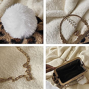 Danse Jupe Faux Fur Cow/Leopard Evening Bag Coin Purse Kiss-Lock Chain Shoulder Bag Handbag Change Purse Wallet