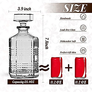Whiskey Decanter with Sealed Irregular Stopper,Novel Lead-Free Crystal Glass Bottle, Gift for Friends,Glass Decanter for Vodka,Wine, Juice and Water (Square Lattice)