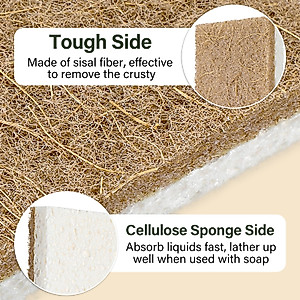 Tanlade 48 Pcs Natural Sponges for Dishes Biodegradable Sponges Kitchen Eco Friendly Scrub Sponges for Kitchen