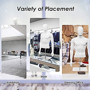 Giantex Male Mannequin Torso Adjustable Height Detachable Arms Dress Form Display w/ Metal Stand, Bright White
