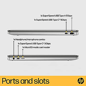 HP Chromebook 15 15.6" HD (Intel Pentium N6000, 8GB RAM, 128GB Storage (64GB eMMc + 64GB SD Card), UHD Graphics, Numeric KB) Home & Student Laptop, Anti-Glare, Webcam, Wi-Fi, IST SD Card, Chrome OS