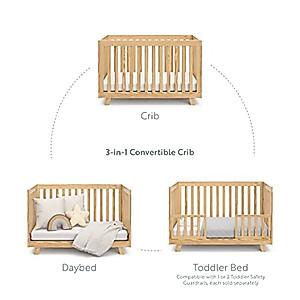Storkcraft Beckett 3-in-1 Convertible Crib (Natural) – Converts from Baby Crib to Toddler Bed and Daybed, Fits Standard Full-Size Crib Mattress, Adjustable Mattress Support Base