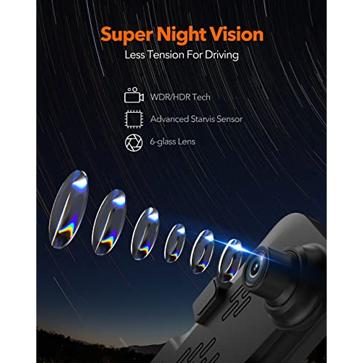 WOLFBOX G840S 12" 4K Mirror Dash Cam Backup Camera, 2160P Full HD Smart Rearview Mirror for Cars & Trucks, Front and Rear View Dual Cameras, Night Vision, Parking Assistance, Free 32GB Card & GPS