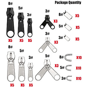 YZSFIRM 85 Pcs Zipper Repair Kit with Install Plier Tool,Zipper Replacement for Jackets,Coats,Bags,Backpack,Tents