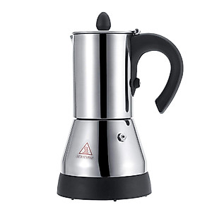 Stovetop Espresso Maker with 3-Layer Design, 200/300ml Electric Stainless Steel Espresso Coffee Mocha Pot Electric Coffee Maker, 360° Rotation Moka Pot for Home Office(300ml)