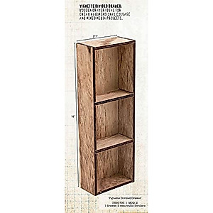 Tim Holtz Idea-Ology Structures Vignette Wooden Divided Drawer 3.5 x 10 inches with 3 Compartments, 1-Pack with 1 Drawer and 2 Movable Dividers per Pack, Bundled with Artsiga Crafts Storage Bag