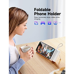 Tiitarn Small Portable Charger, 5000mAh Foldable Power Bank Built in Stand Mini Battery Pack Charger Compatible with i-Phone 14/13/13 Pro Max/12/11/XS/XR/X/8/7(Not USB-C)