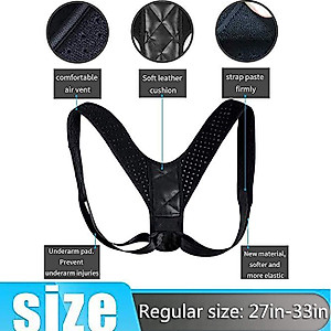 Posture Corrector, Ergonomic Back Straightener Brace for Men and Women for Clavicle Support and Providing Pain Relief from Neck, Back and Shoulder (Black)