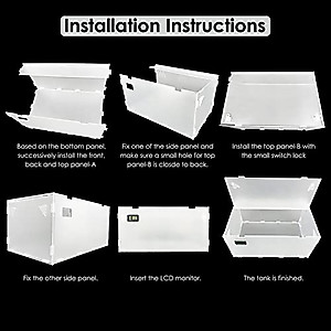 PetierWeit Reptile Terrarium Acrylic Reptile Tank with Temperature Hygrometer 15.3"x9.7"x7.6" Large Reptile Breeding Box Suitable for Tortoise, Horned Frog, Gecko, Chameleon, Snake, Hamster, Spider
