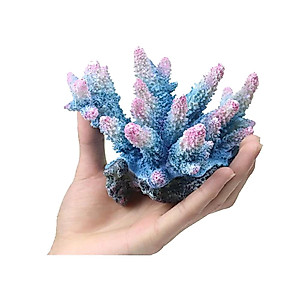 Alipher Artificial Coral Lifelike Aquarium Reef Fish Tank Landscaping Ornament for Aquarium Decoration 1PCS (Blue)