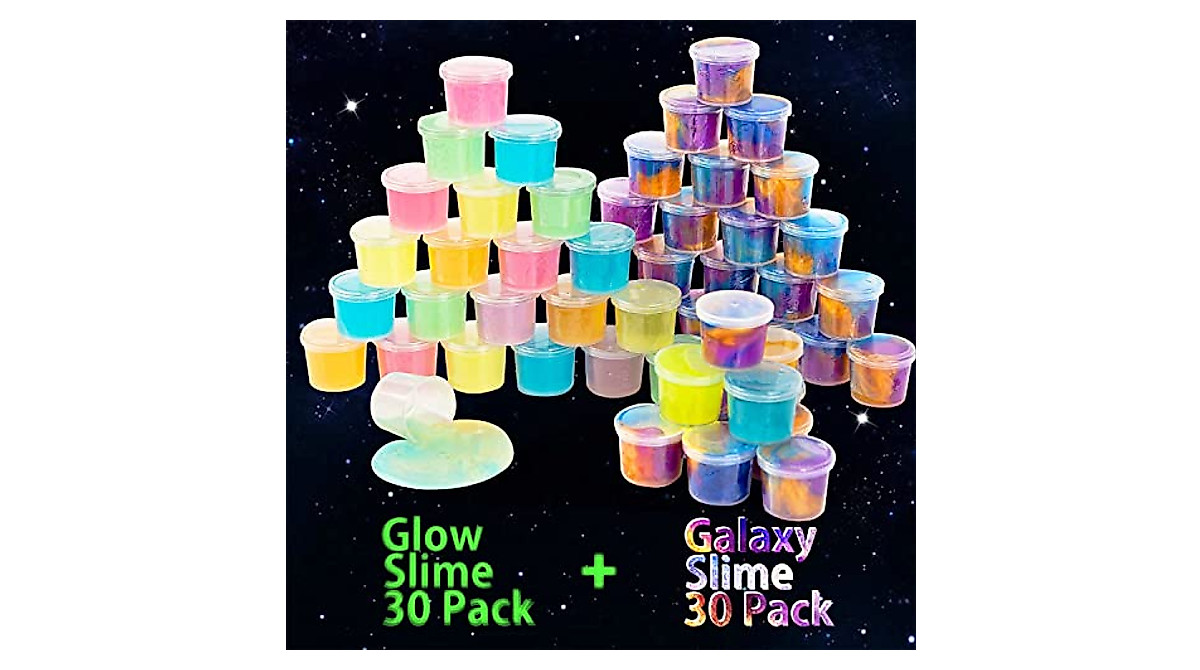 60 Pack Galaxy Slime - Glow in the Dark Fun for Kids