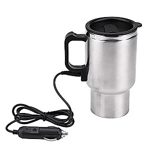 AYNEFY Car Water Heater,Travel Tea Kettle Car Coffee Mug 12V 450ml Electric in Car Stainless Steel Travel Heating Cup for Heating Water Coffee Milk and Tea