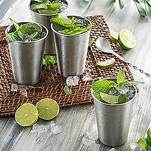 YOLCAR 8 Pack 6 oz Stainless Steel Cups for Kids, BPA Free Healthy Metal Shatterproof Stackable Pint Drinking Cups