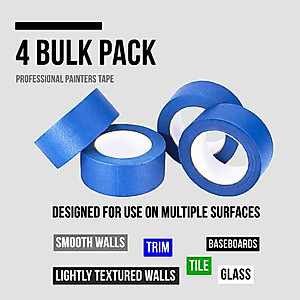 LICHAMP Blue Painters Tape 2 inches Wide, Bulk 4 Pack Original Blue Masking Tape, 1.95 inch x 55 Yards x 4 Rolls (220 Total Yards)
