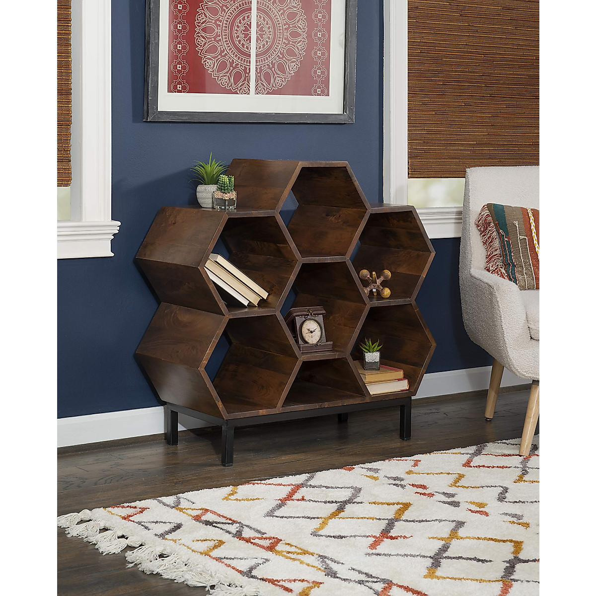 Powell Bianca Hazelnut Honeycomb Bookshelf