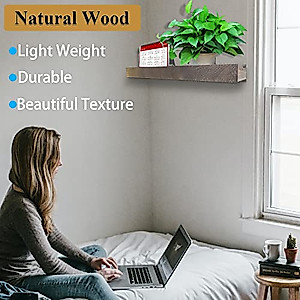 Yleric Wall Floating Drawer Shelf 16.93 x 7.87 Inch Wall Decor Storage Wall Mounted Shelves for Bathroom Bedroom Kitchen Rustic Balsa Wood Floating Shelves (Brown)