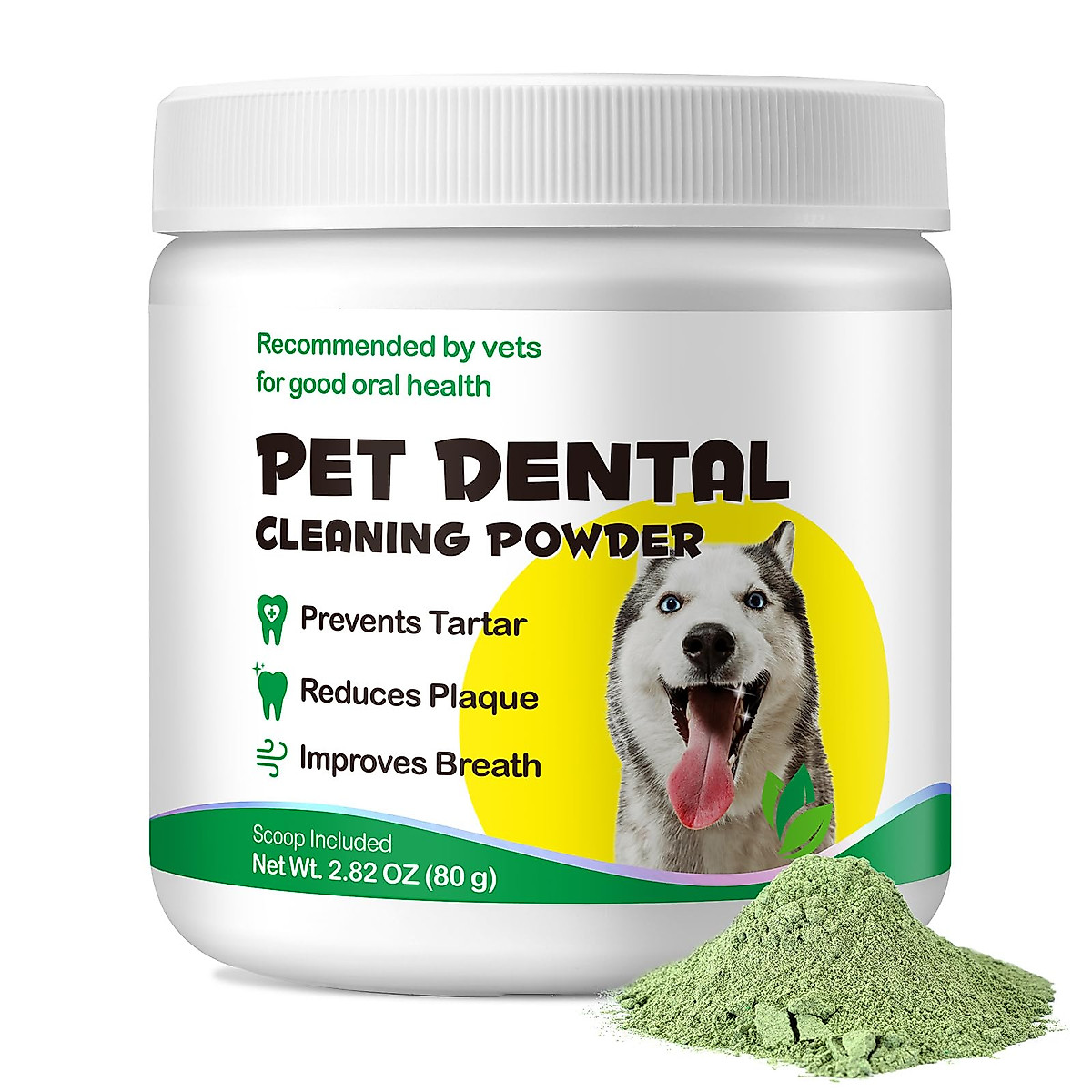 Dog Teeth Cleaning Powder，Dog Dental Powder，Dog Breath Freshener Powder with Probiotics for Bad Breath, Plaque, Tartar Remover - Dental Supplies - 80g