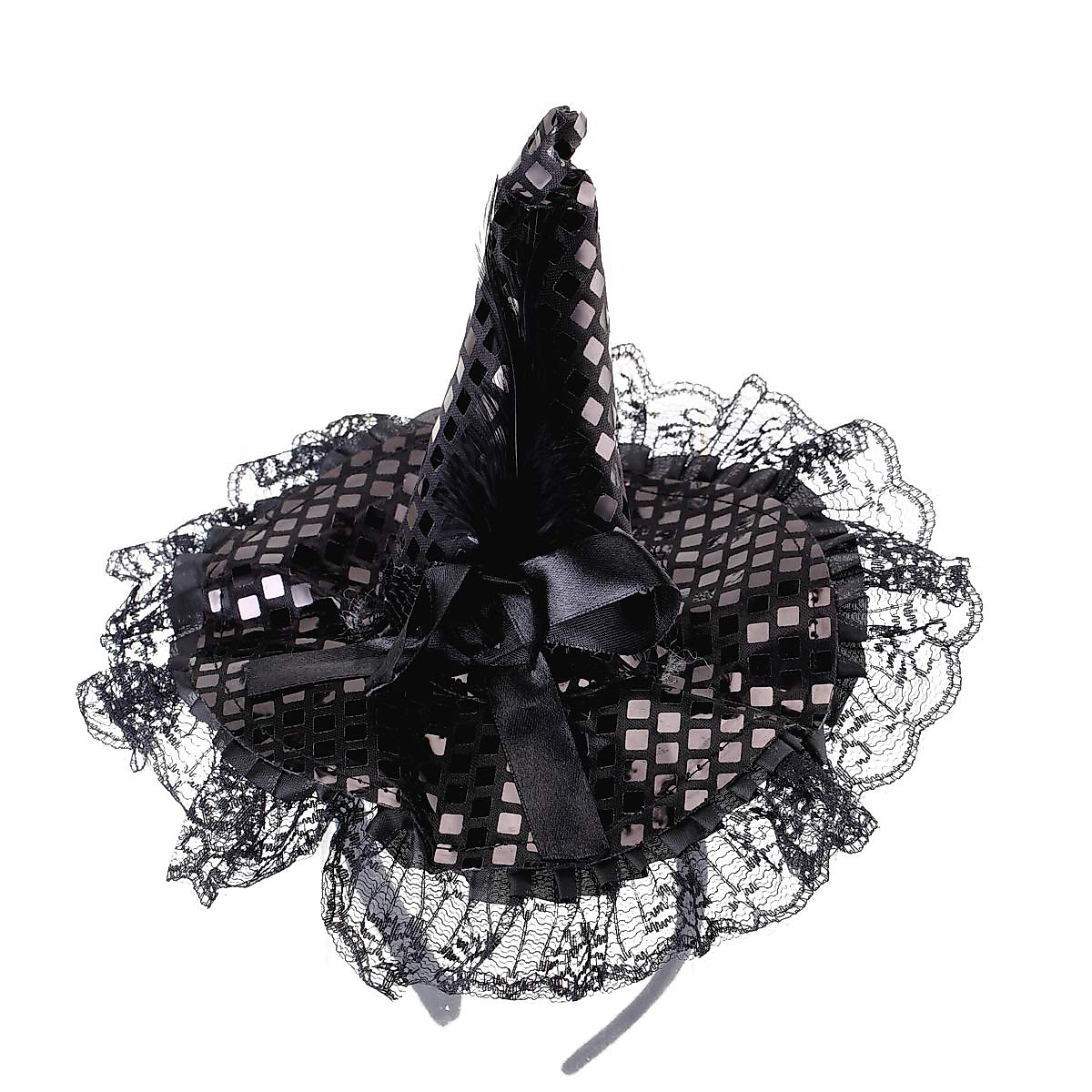 BinaryABC Halloween Witch Hat Headband for Halloween Costume Dress up Party Supplies (Black)