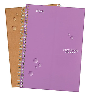 Five Star Small Spiral Notebook, 2-Subject, College Ruled Paper, 9-1/2" x 6", 100 Sheets, Amethyst Purple (840004CF1)